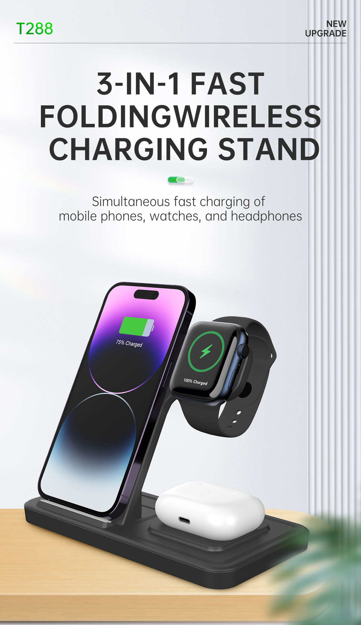 Buy Wholesale China New Foldable Wireless Charger 3 In 1 Dual Coil ...