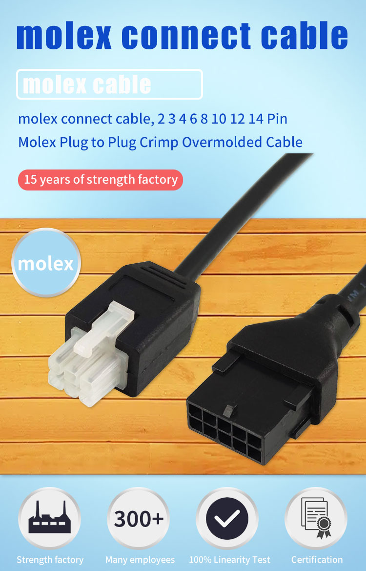 Oem Custom Rectangular Cable Molex Micro-fit 3.0 Series 2 3 4 6 8 ...