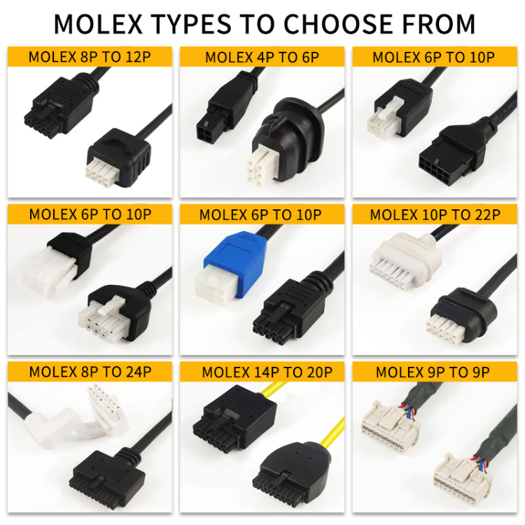 Oem Custom Rectangular Cable Molex Micro-fit 3.0 Series 2 3 4 6 8 Position Crimp Connector Wire ...