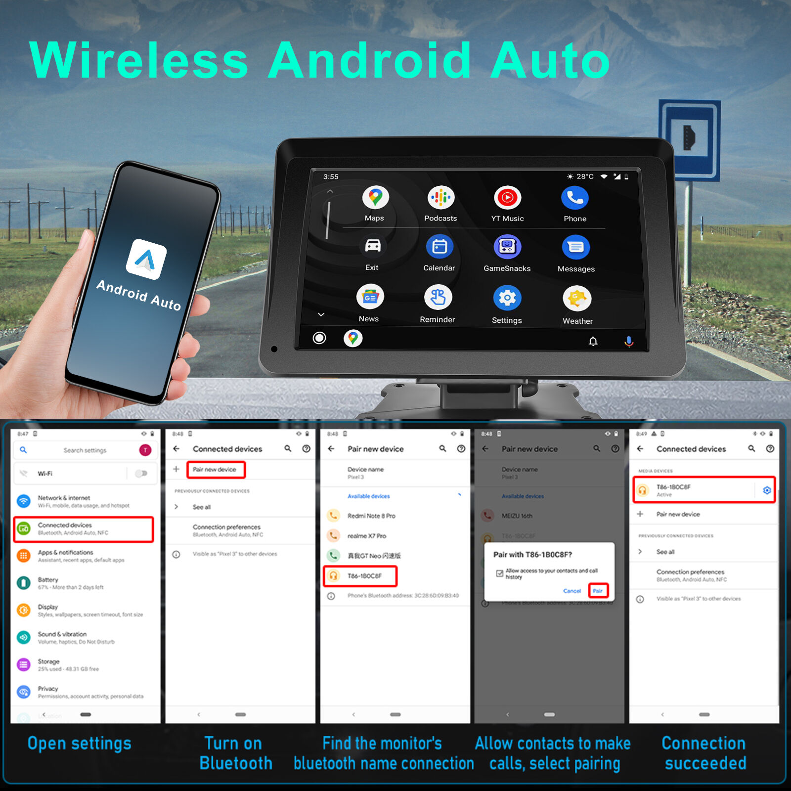 Bulk Buy China Wholesale Podofo Portable Wireless Carplay Screen ...