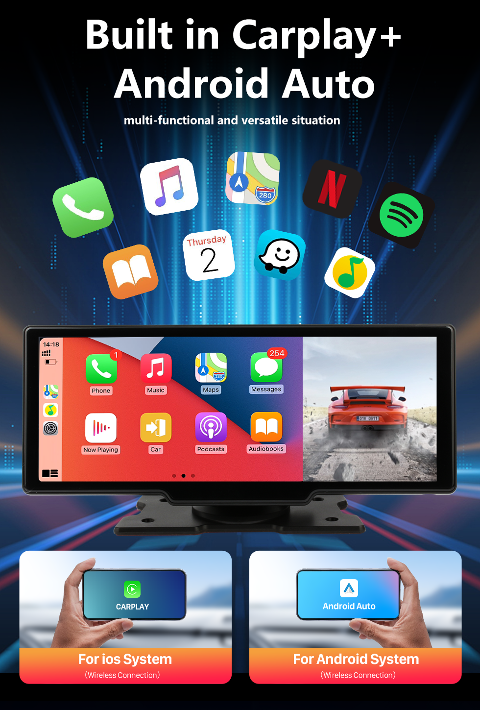 10.26" Guangdong Dashcam With Wireless Carplay 4k Wifi Gps Android Auto Fm Dvr - Buy China ...