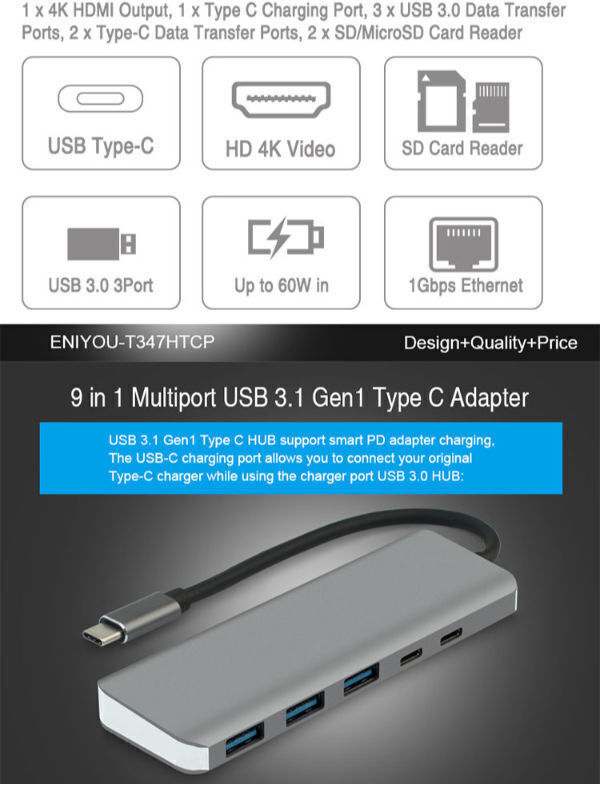 Buy Wholesale China 9 Ports Usb-c Hub With Hdmi2.0 High Definition 4k ...
