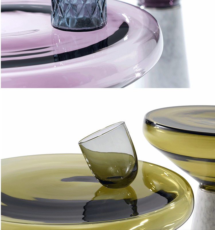 Nordic Light Luxury Creative Bell Table Mushroom Cloud Glass Coffee ...