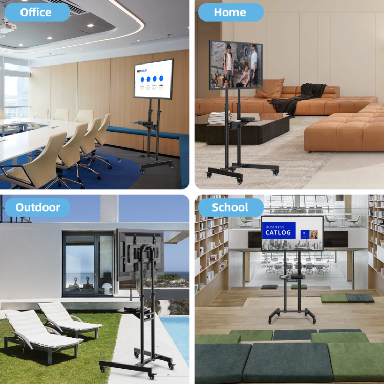 Rolling Tv Stand Height Adjustable Mobile Tv Stand With Wheels Mobile ...