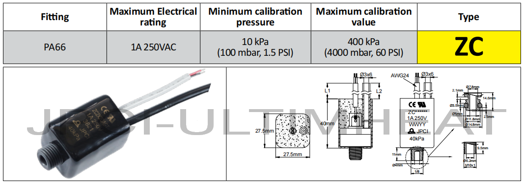 Factory Price High Quality Type Zc Low Voltage Circuit, Ip65 Waterproof Differential Pressure ...