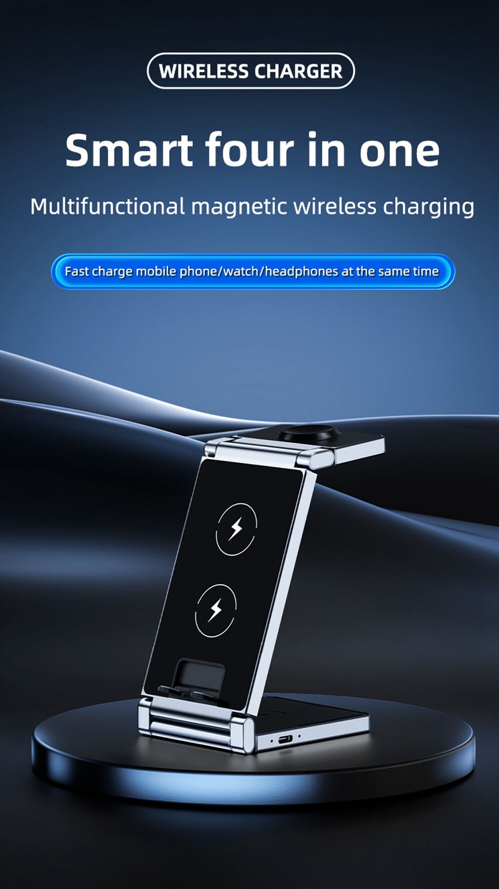 Multifunctional Wireless Charger Dual Coil Power Supply Phone Watch ...