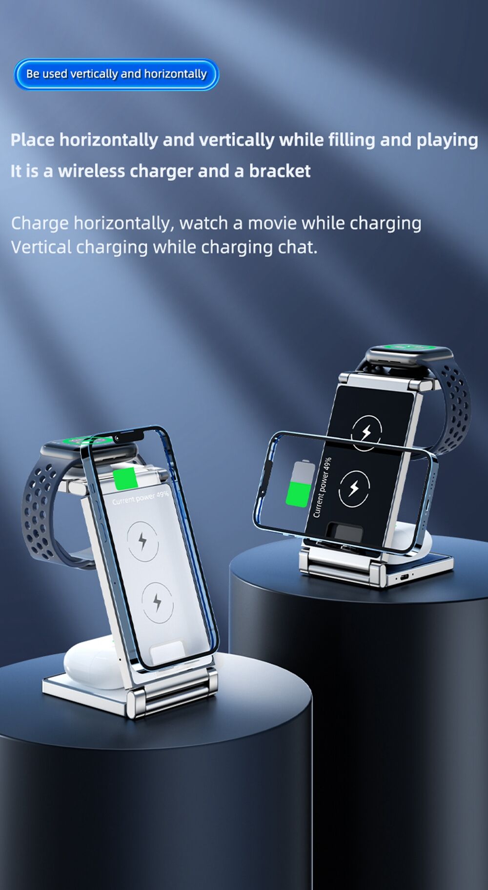 Multifunctional Wireless Charger Dual Coil Power Supply Phone Watch ...