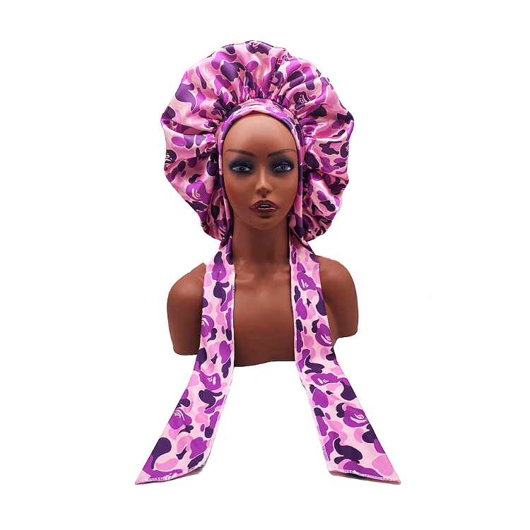 New Arrive Satin Silk Bonnet Custom Print Logo Shower Cap Night Sleep ...