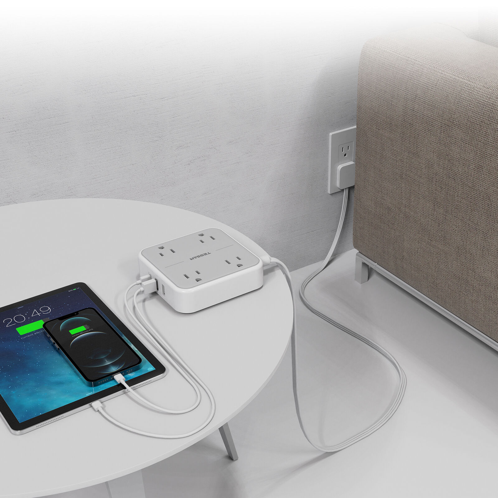 Tessan Supplier Flat Plug Multi-port Power Strips Surge Protectors For ...