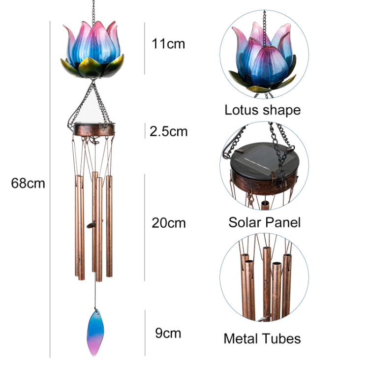 Buy Wholesale China Lotus Solar Wind Chimes For Outside Waterproof ...