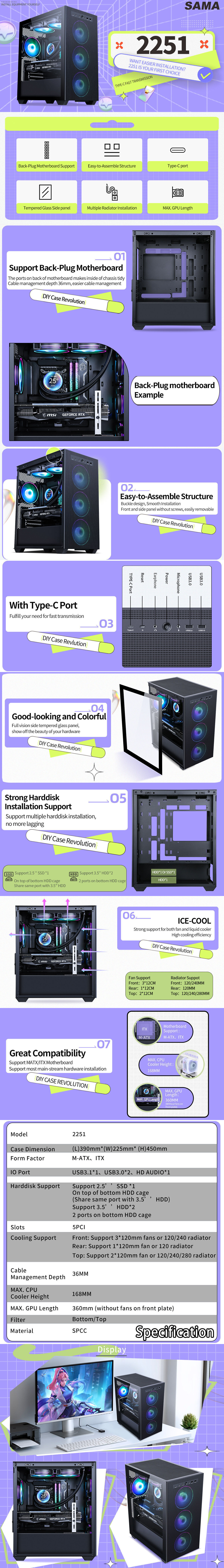 Buy Wholesale China Sama Usb 3.1gaming Pc Case Left Tempered Glass ...