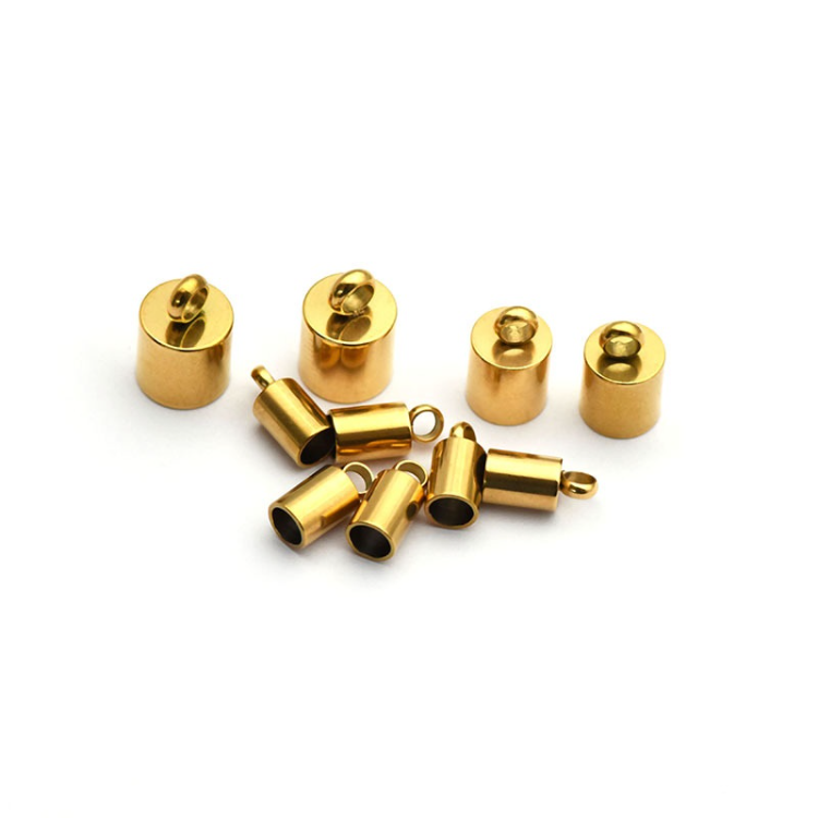 Custom Stainless Steel Silver Jewelry Findings Gold Plated Leather Cord ...