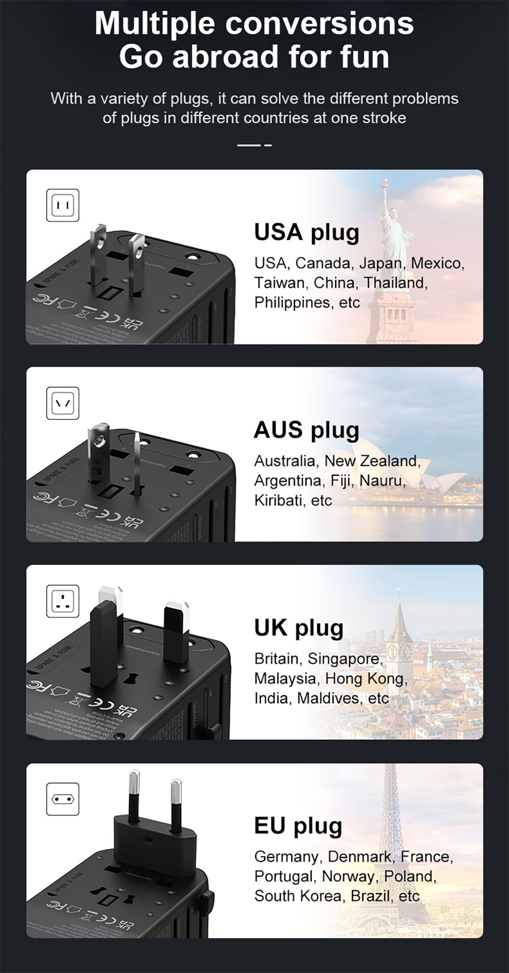 Buy Wholesale China Multi Uk Us Au Eu Plug Oem Ce Rohs Certified 4 Usb ...