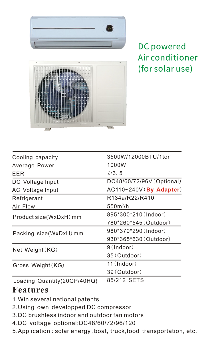 Buy China Wholesale 9000btu Split Type Wall Split Solar Powered Air ...
