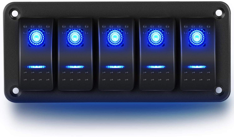 12/24v 2/3/4/5/6/8 Gang Double Light Switch On-off Rocker Switch Panel ...