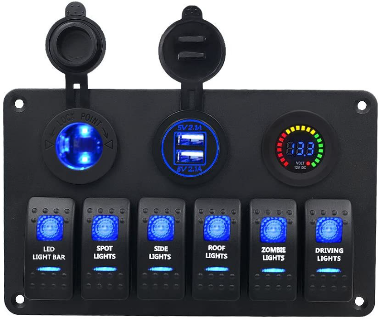 12/24v 2/3/4/5/6/8 Gang Double Light Switch On-off Rocker Switch Panel ...