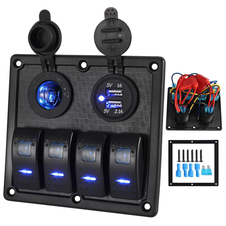 12/24v 2/3/4/5/6/8 Gang Double Light Switch On-off Rocker Switch Panel ...