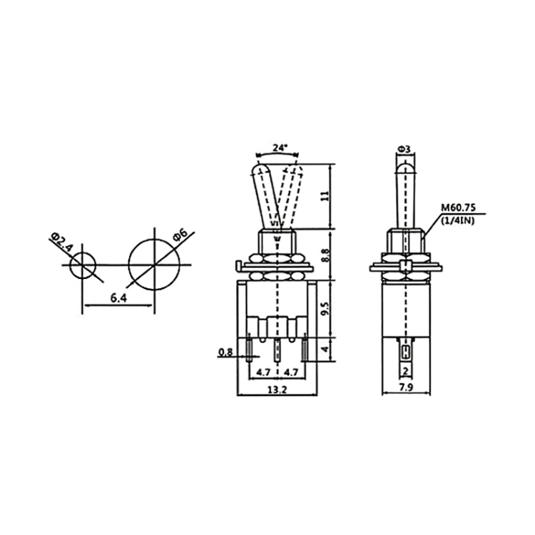 Buy Wholesale China Mts-103 Dpdt Metal Miniature Red Toggle Switch 3 ...
