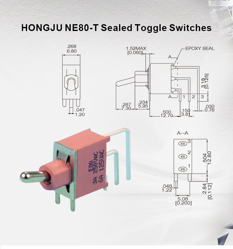 Hongju Ne8019l-tnq 125vac/28vdc On None On Ul Approved Spst Toggle ...