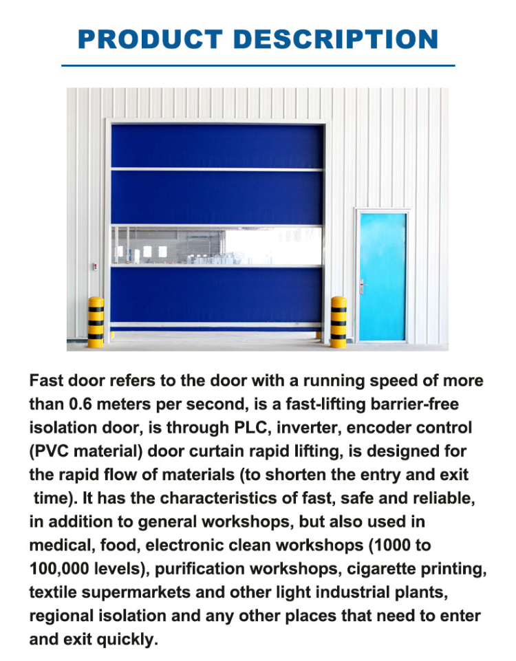 Industrial Electric Pvc High Speed Roll Up Door Automatic Pvc Fast ...