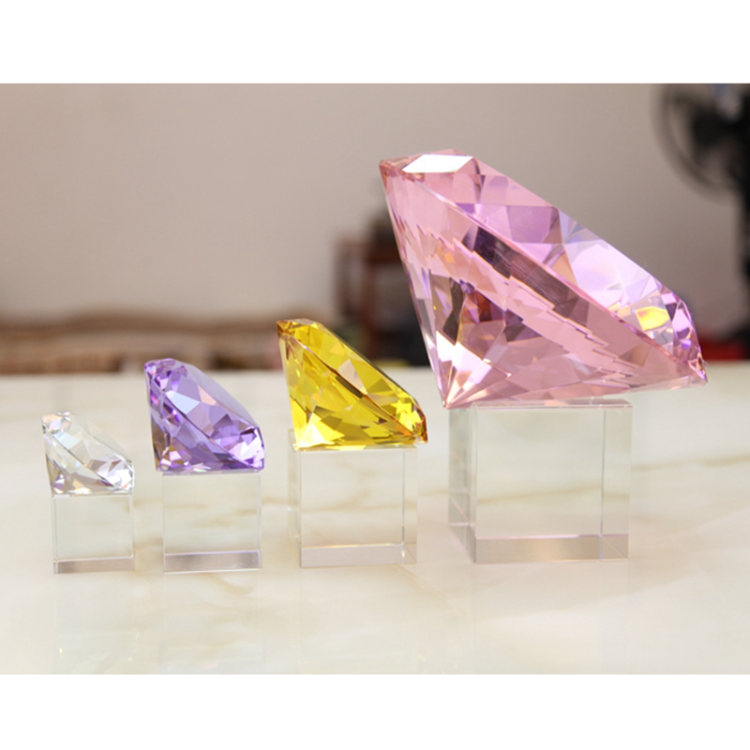 Crystal Paperweight Faceted Cut Glass Giant Diamond Glass Diamond ...