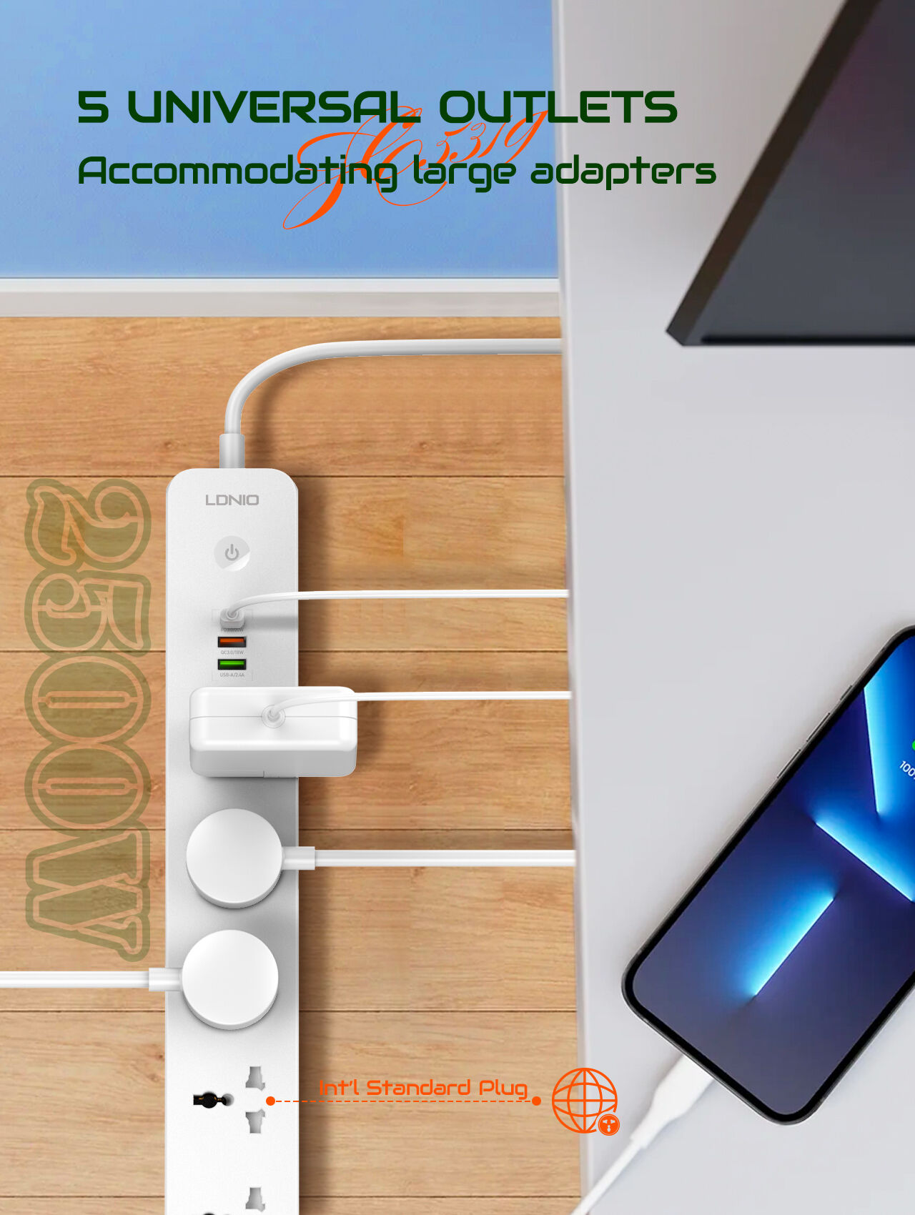 Buy Wholesale China Ldnio Sc5319 Multi Socket Extension Lead With 5 Ac ...