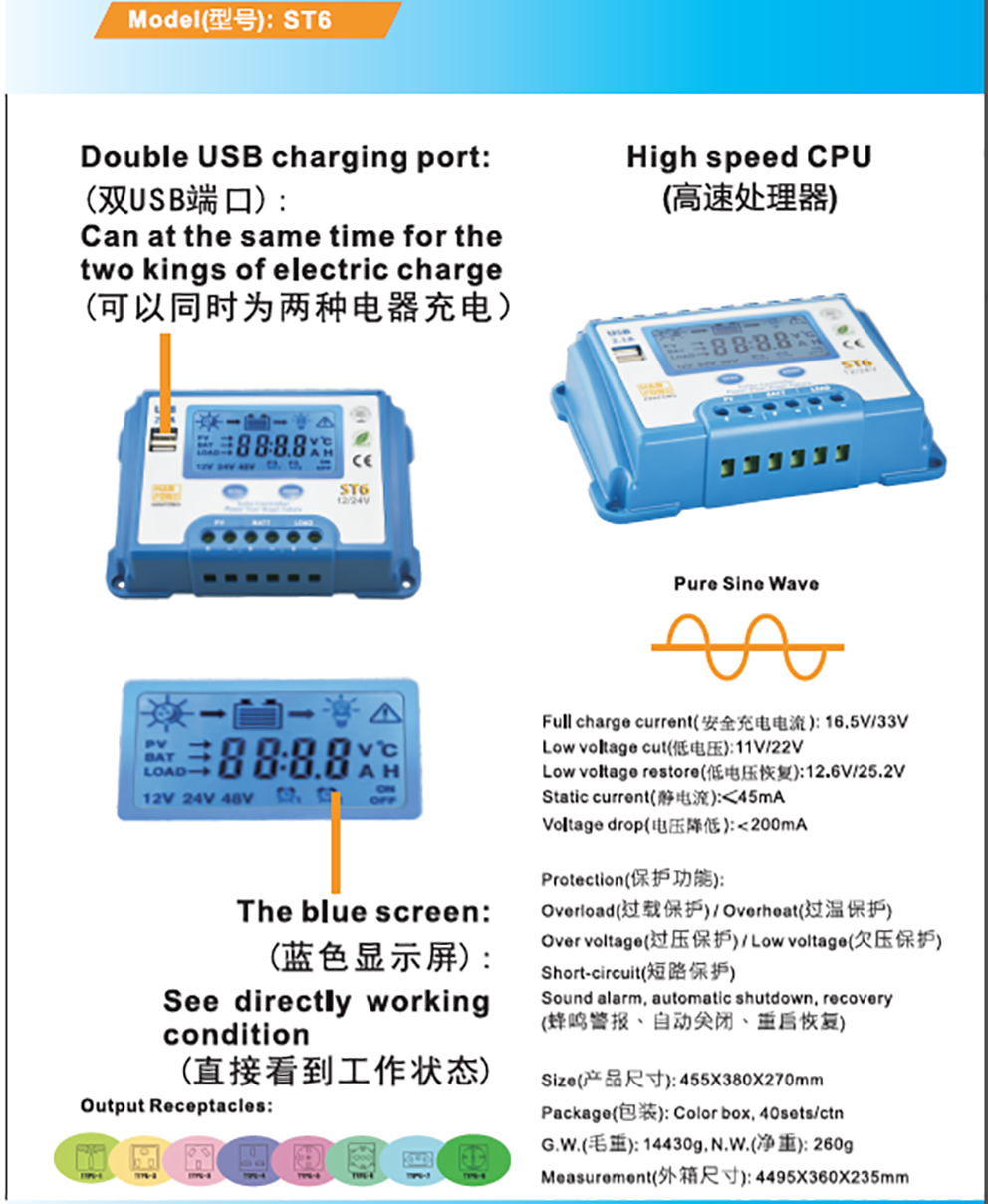 Factory Solar Panel System Charge Controller 12v 24v Battery Charger ...