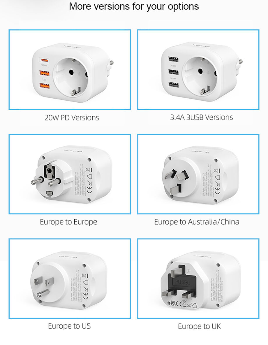 Wontravel German Schuko Type Wall European Socket Plug Extender Pd 20w ...