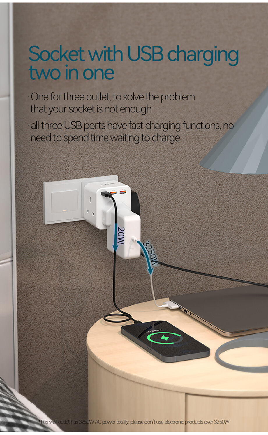 Buy Wholesale China Wontravel 20w Quick Charger Extender Wall Charger ...