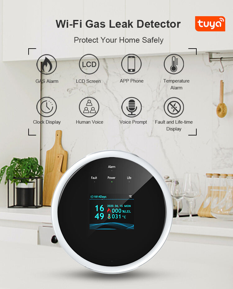 Smart Wifi Natural Gas Leak Detector App Remote Smoke Monitor Combustible Gas-alarm Smart Gas ...