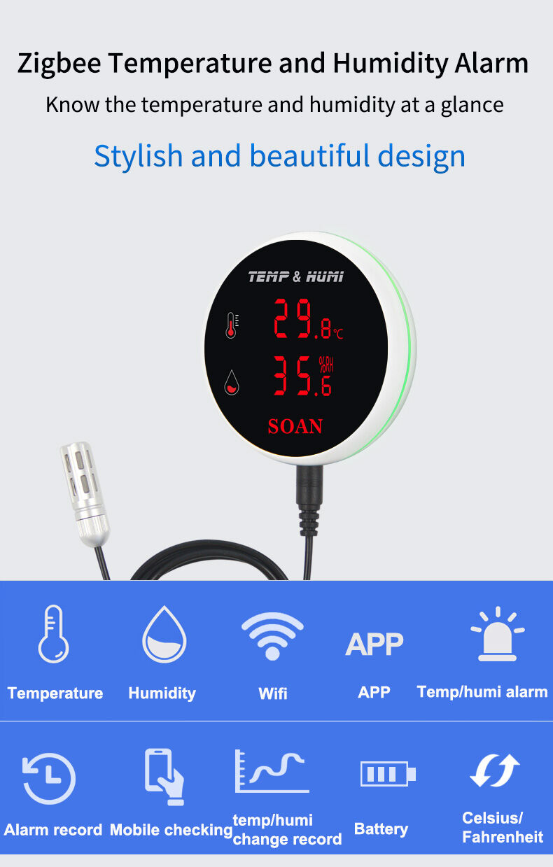 Buy Wholesale China Tuya Smart App Zigbee Temperature And Humidity Sensor For Gateway Zigbee ...