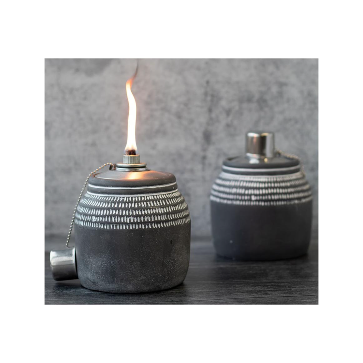 Set Of 2 Cement Table Oil Lamp Garden Tiki Torch Table Torch For Garden ...