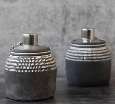 Set Of 2 Cement Table Oil Lamp Garden Tiki Torch Table Torch For Garden ...