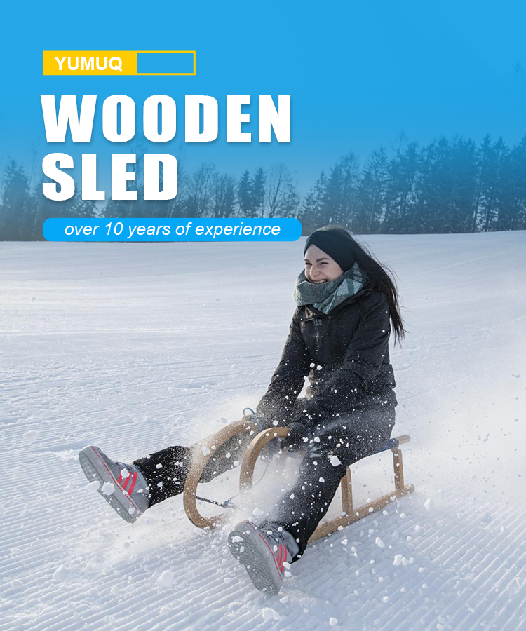 Yumuq 100cm 110cm 120cm 130cm Beech Wooden Snow Sledge, Winter Sports ...