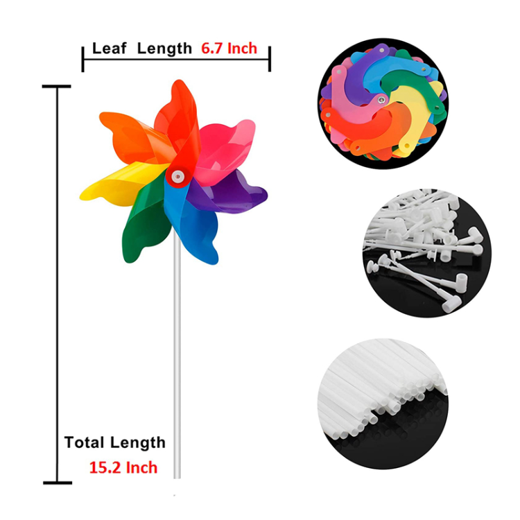 Manufacturer 7 Blades Rainbow Plastic Pinwheel Toy Wind Spinners Party ...