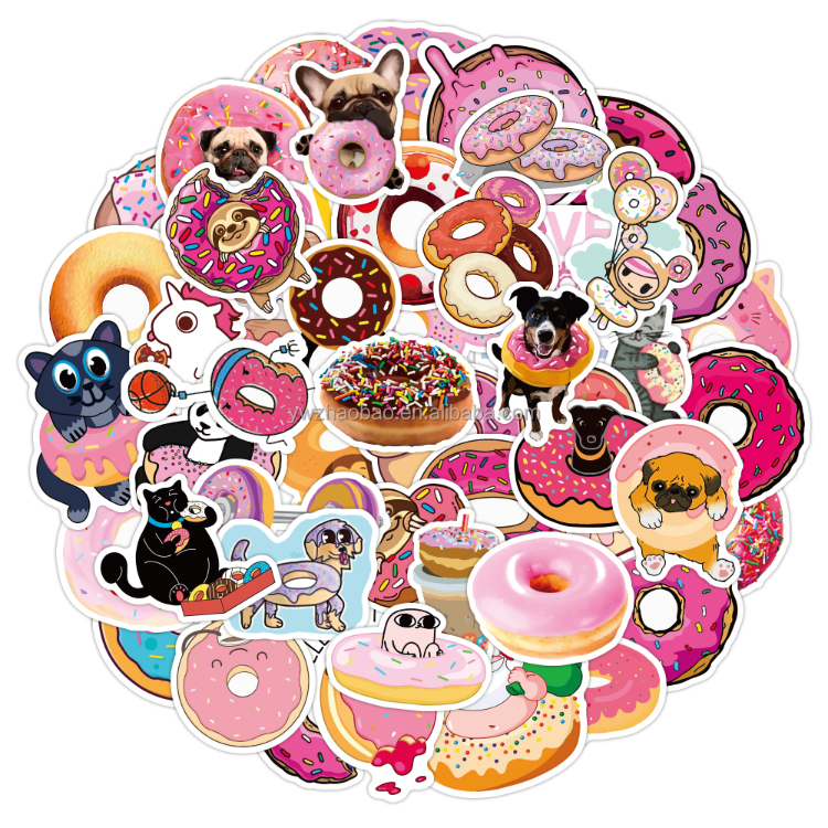 Buy Wholesale China 50pcs Sticker Packs Cute Donut Waterproof Vinyl ...