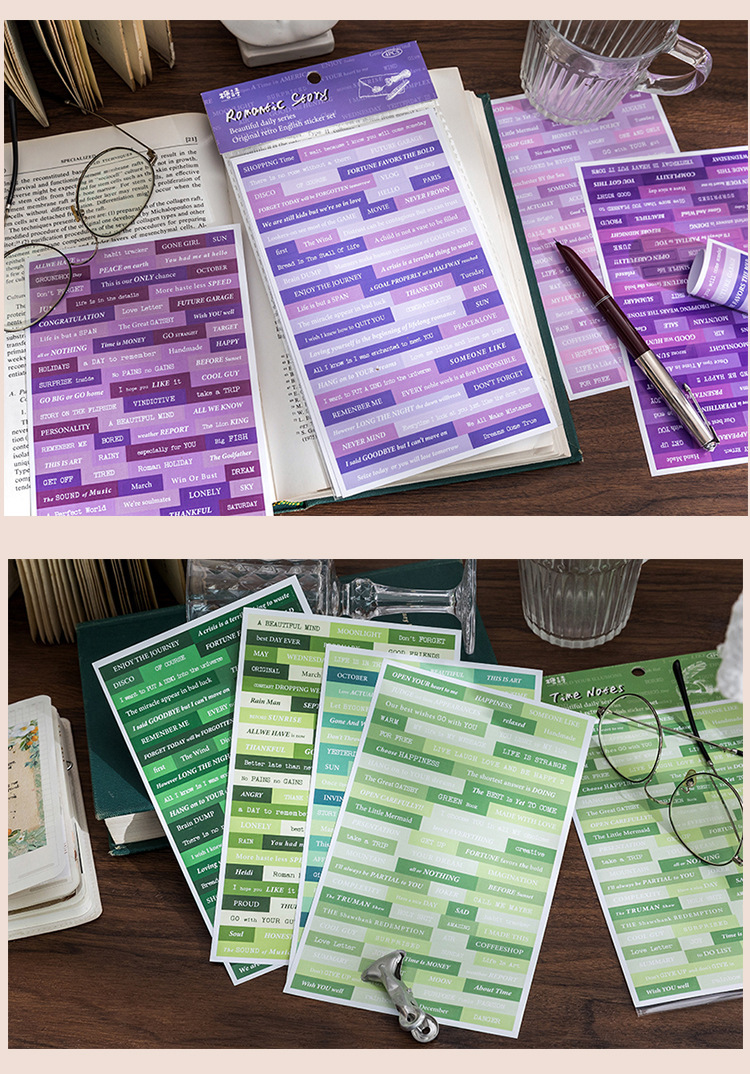 4pieces/pack Decorative Dairy Sticker Series Flat Set Ins Long English ...