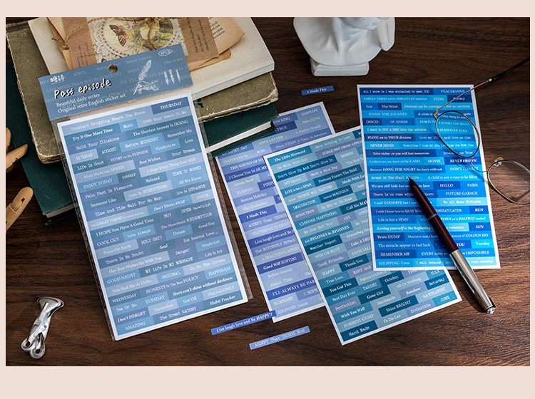 4pieces/pack Decorative Dairy Sticker Series Flat Set Ins Long English ...