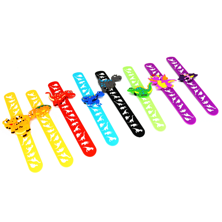Custom Slap Bracelet Charms Pvc Personalized Silicone Snap Band Wide ...