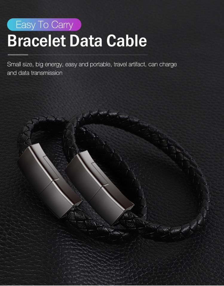Stylish Leather Wristband Data Cable High-speed Sync Transfer Durable ...