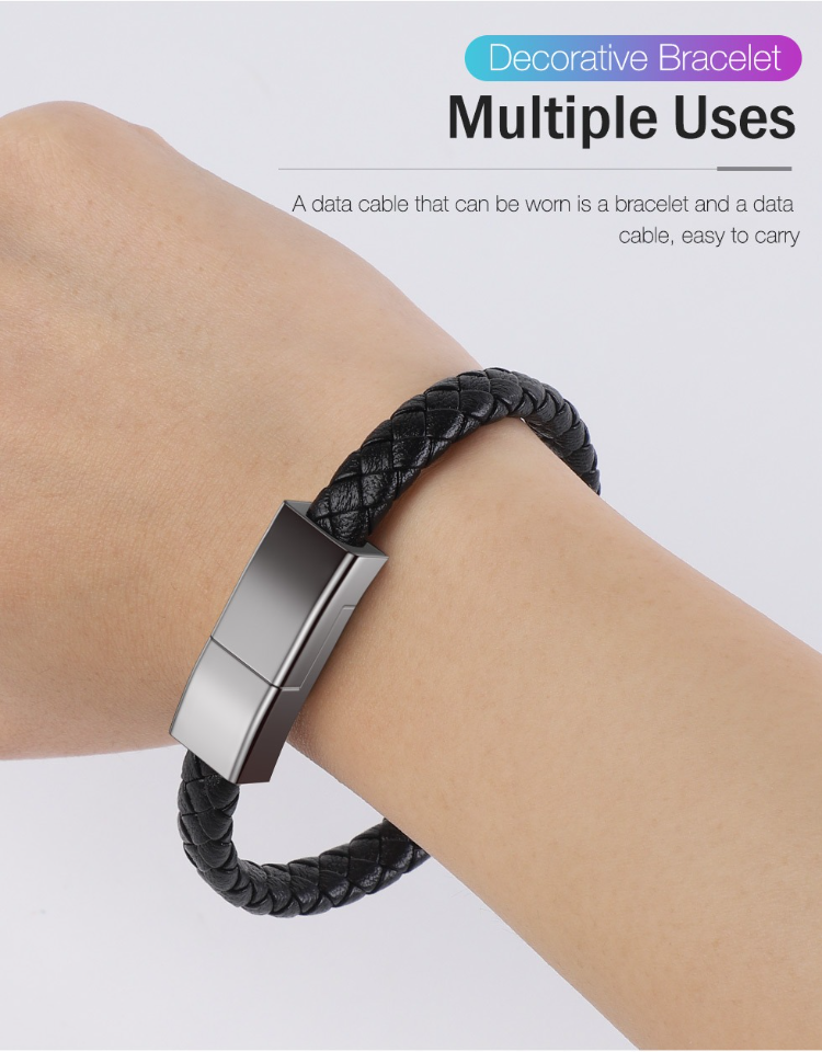 Stylish Leather Wristband Data Cable High-speed Sync Transfer Durable ...