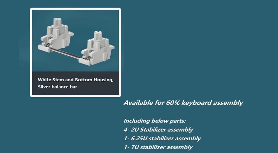 Gateron Manufacturer Plate Mounted V2 Stabilizer White For 4mm Total ...