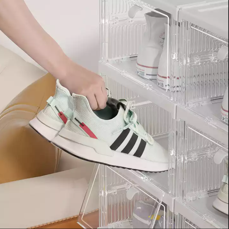 Plastic Transparent Shoe Box Storage Sneakers Clear Stackable Organizer ...