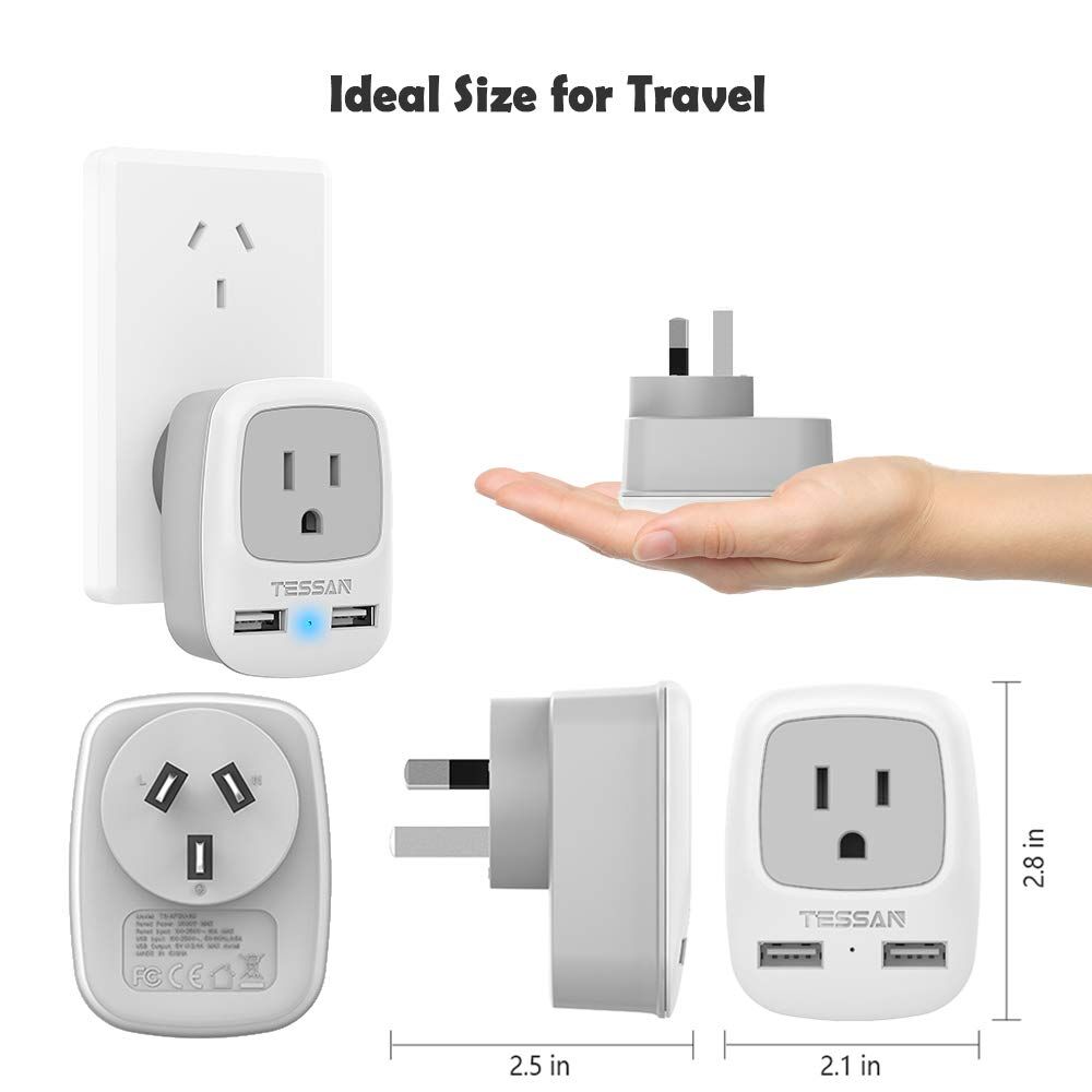 B2b Wholesale Tessan 3 In 1 Us To Za Travel Adapter With 2 Usb-a For ...