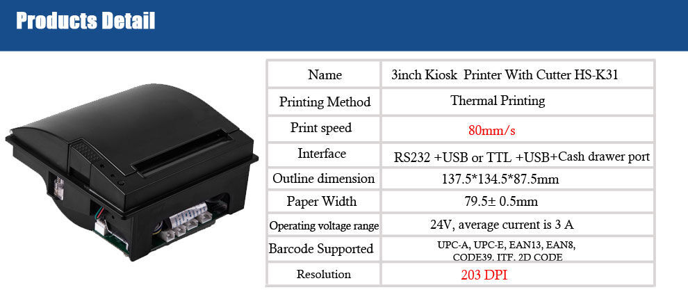 Buy Wholesale China Factory Price 80mm Thermal Kiosk Printer 3inch Usb ...