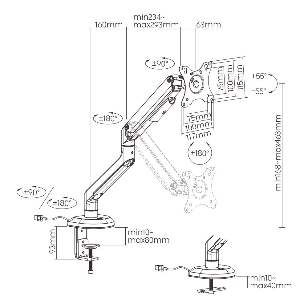 Buy China Wholesale Lumi Ldt63-c012gl Best Computer Monitor Arm Vesa ...