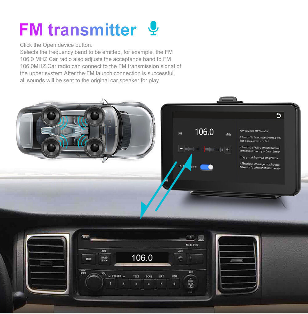 Carabc 7 Inch Screen Wireless Smart Screen Carplay Gps Navigation ...