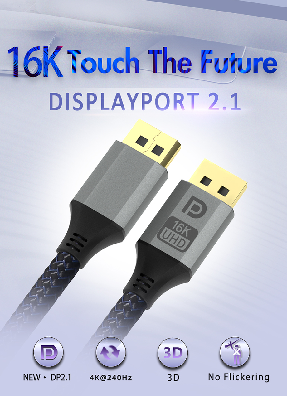 Vesa Lised Dp 2.1 Cable 40gbps 16k Cable Compatibale, Dp 40g Cable, Dp 2.1 Cable, Dp 80g - Buy ...