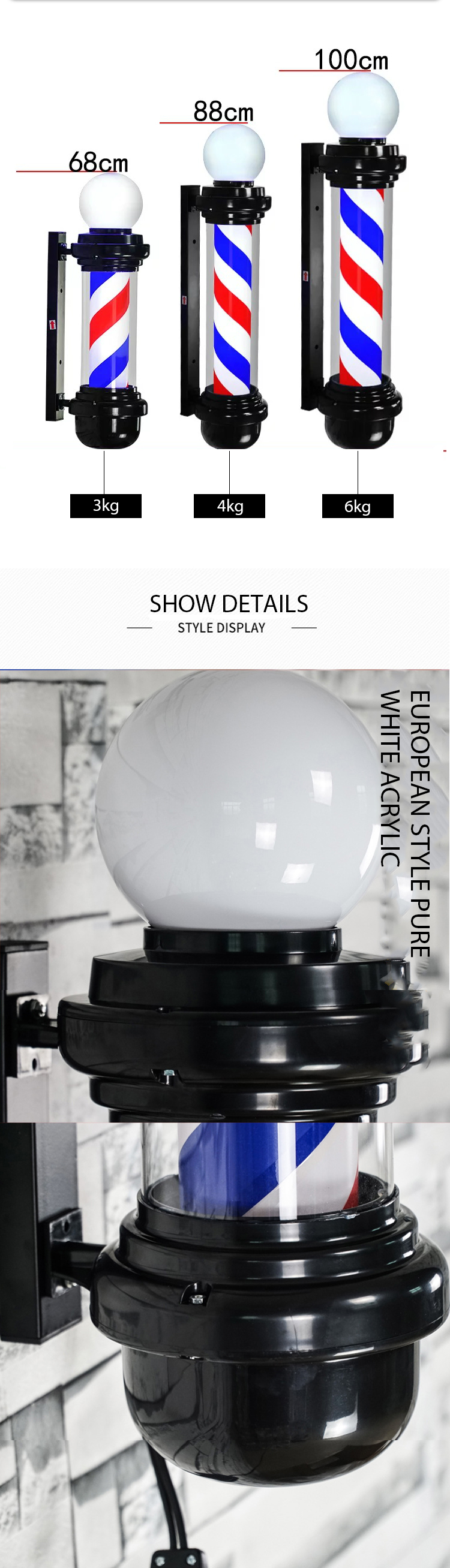 Buy Wholesale China Hairdressing Barber Led Barbers Pole Red White Blue ...