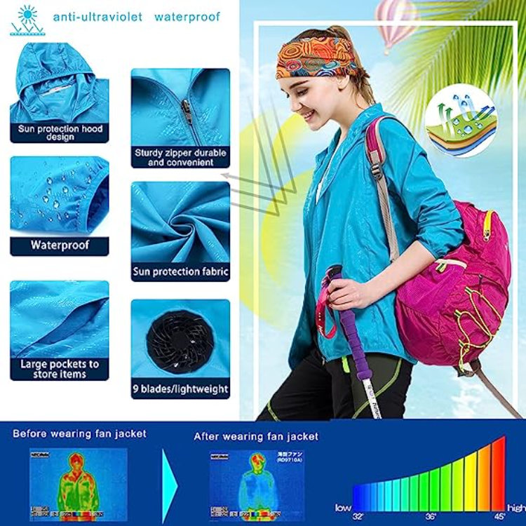 5v Usb Cooling Jacket Air Conditioner Jacket With 4 Fans Uv Resistant ...